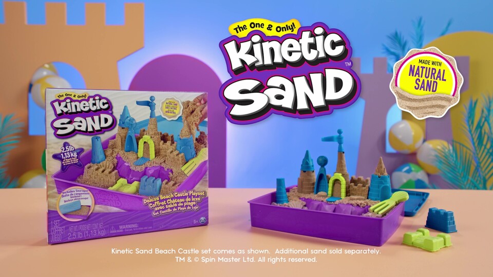 Kinetic Sand Construction Play Kit: Deluxe Beach Castle Set with Molds ...