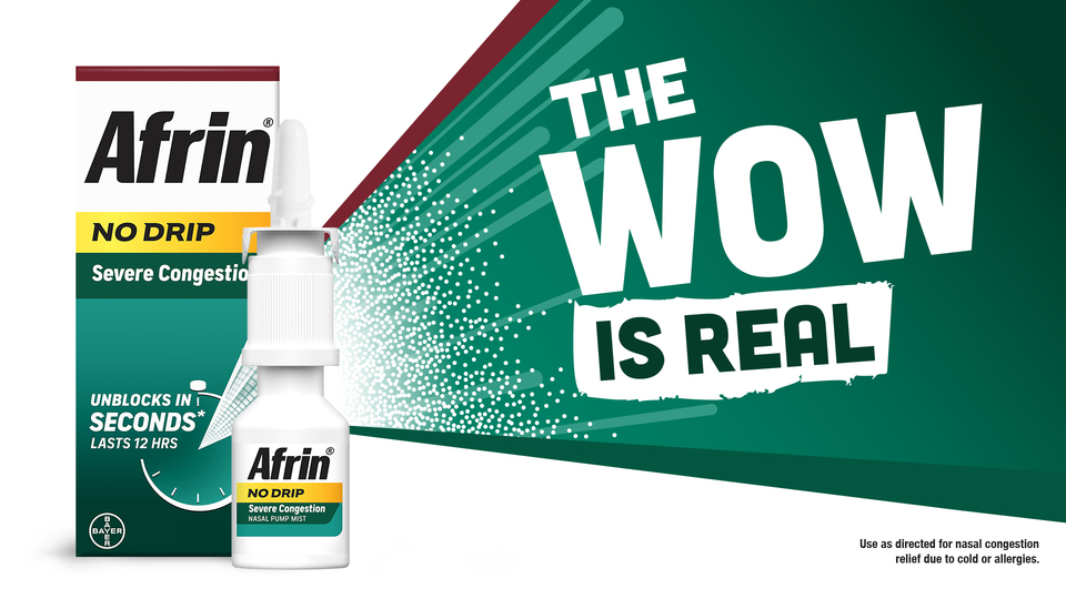 Afrin Severe Congestion Relief Nasal Spray, Menthol, No Drip, 2 Pack ...