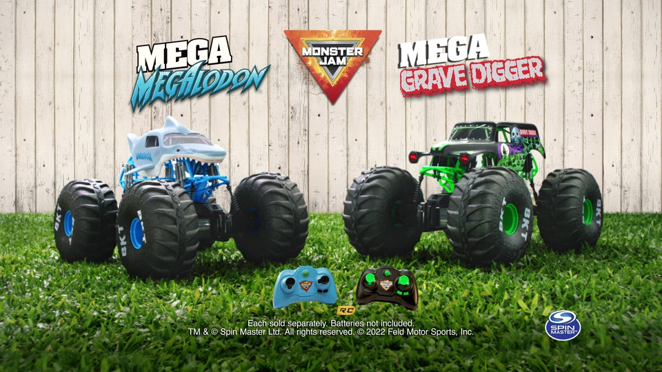 Monster Jam Mega Grave Digger, Giant Controller RC Toy, All-Terrain ...