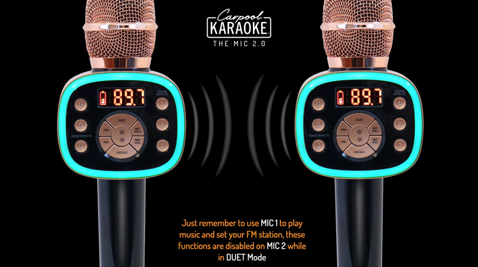 Singing Machine Bluetooth Carpool Karaoke Microphone 2.0, Stand Alone ...