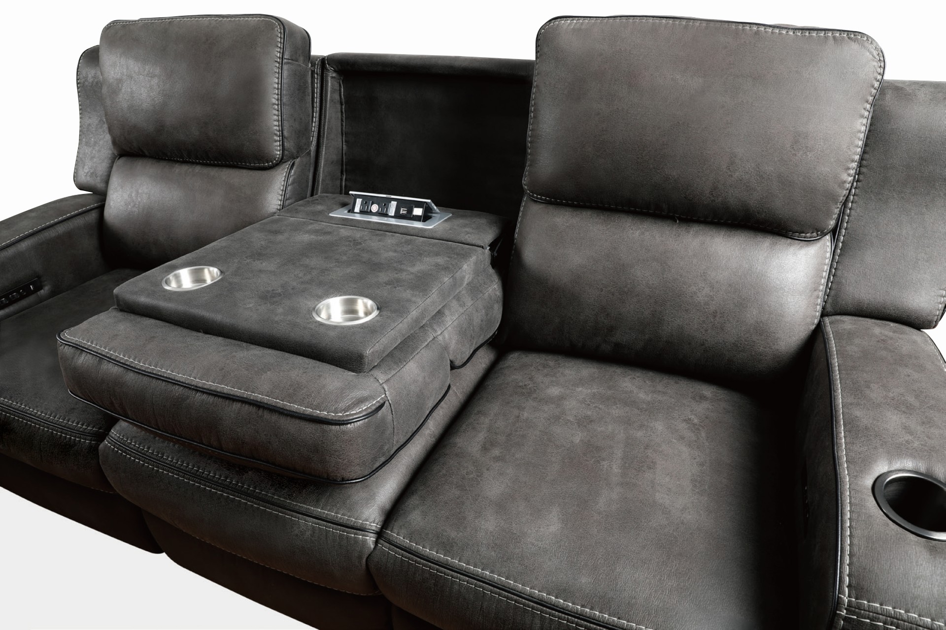 Matteus Fabric Power Reclining Sofa with Drop Down Table – Danca ...