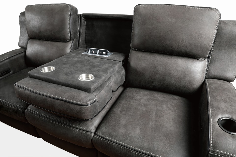 Matteus Fabric Power Reclining Sofa with Drop Down Table – Danca ...