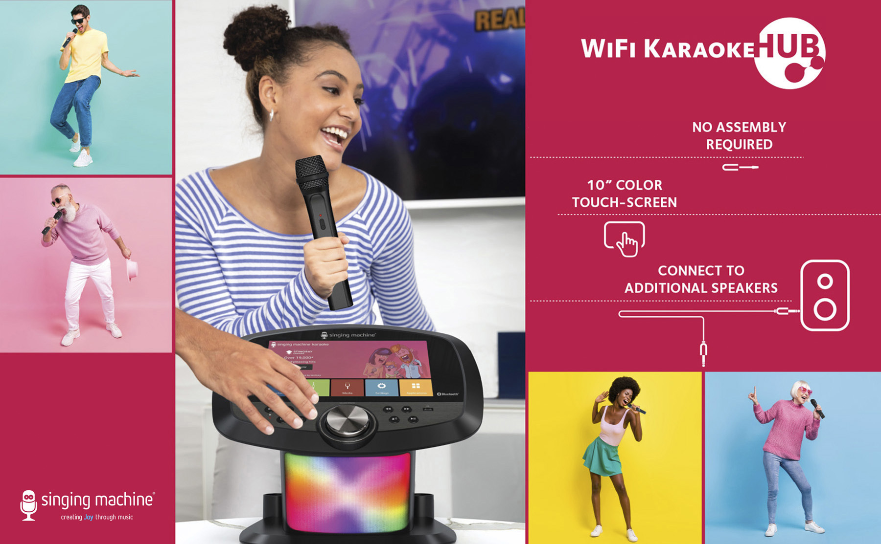 Singing Machine ISM9010 Wi-Fi Karaoke System with 10.1″ Touchscreen Display - Home Smart Camera