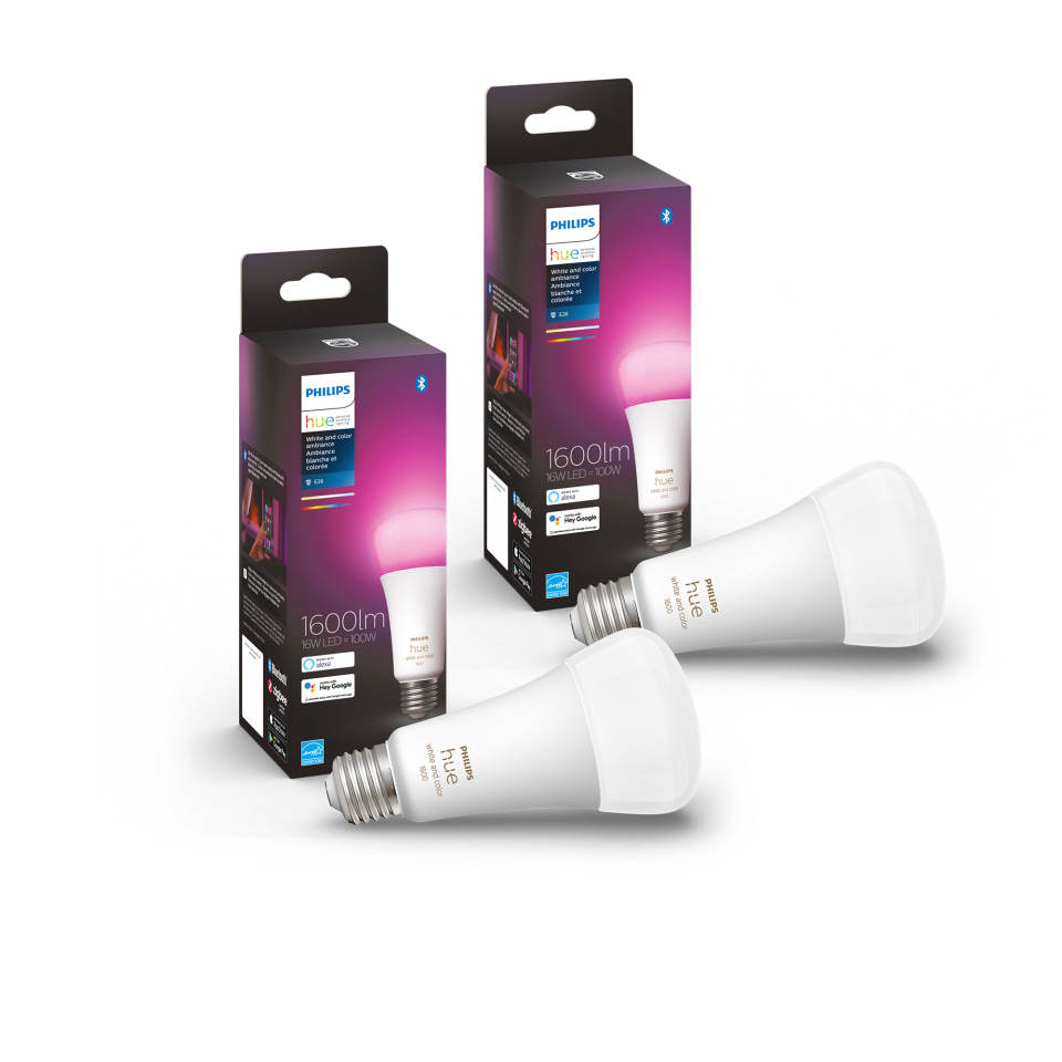 Philips Hue 100W White and Color Ambiance A21 LED Bulbs, 2-pack - Home ...