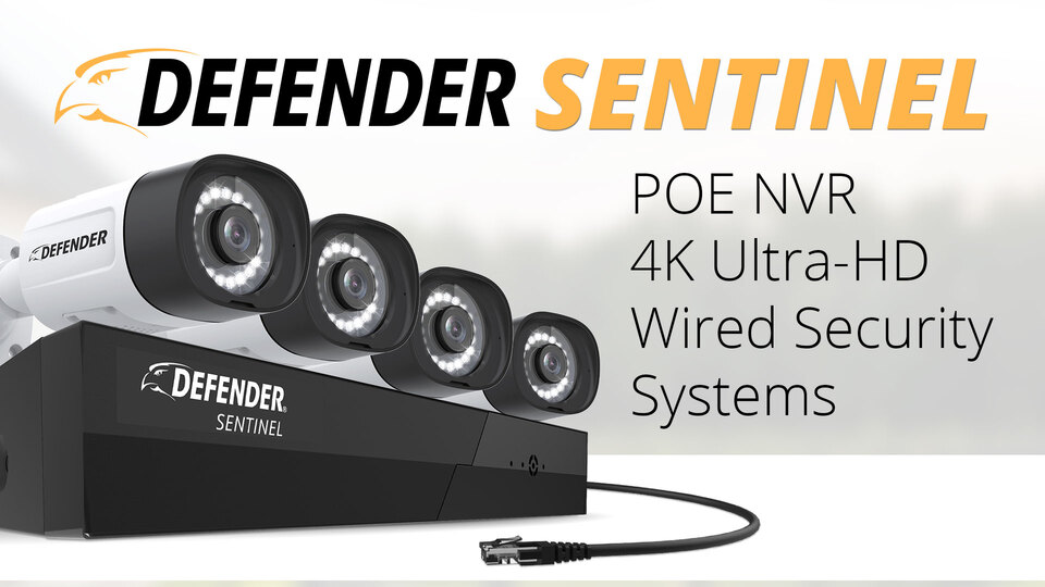 Defender Sentinel 4K HD, Wired NVR Security, 4 Cameras, Human Detection ...