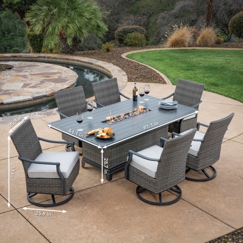 SunVilla Lago Brisa 7-piece Fire Outdoor Dining Set Costco