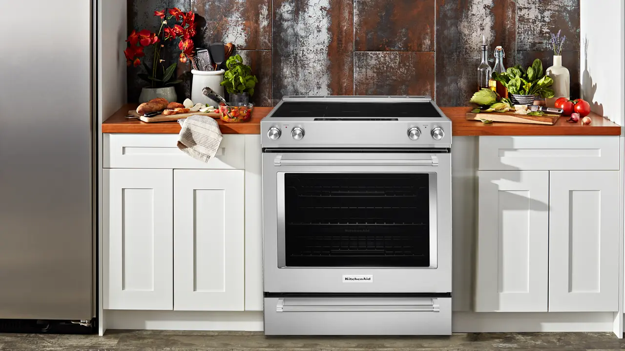 Kitchenaid white electric range store