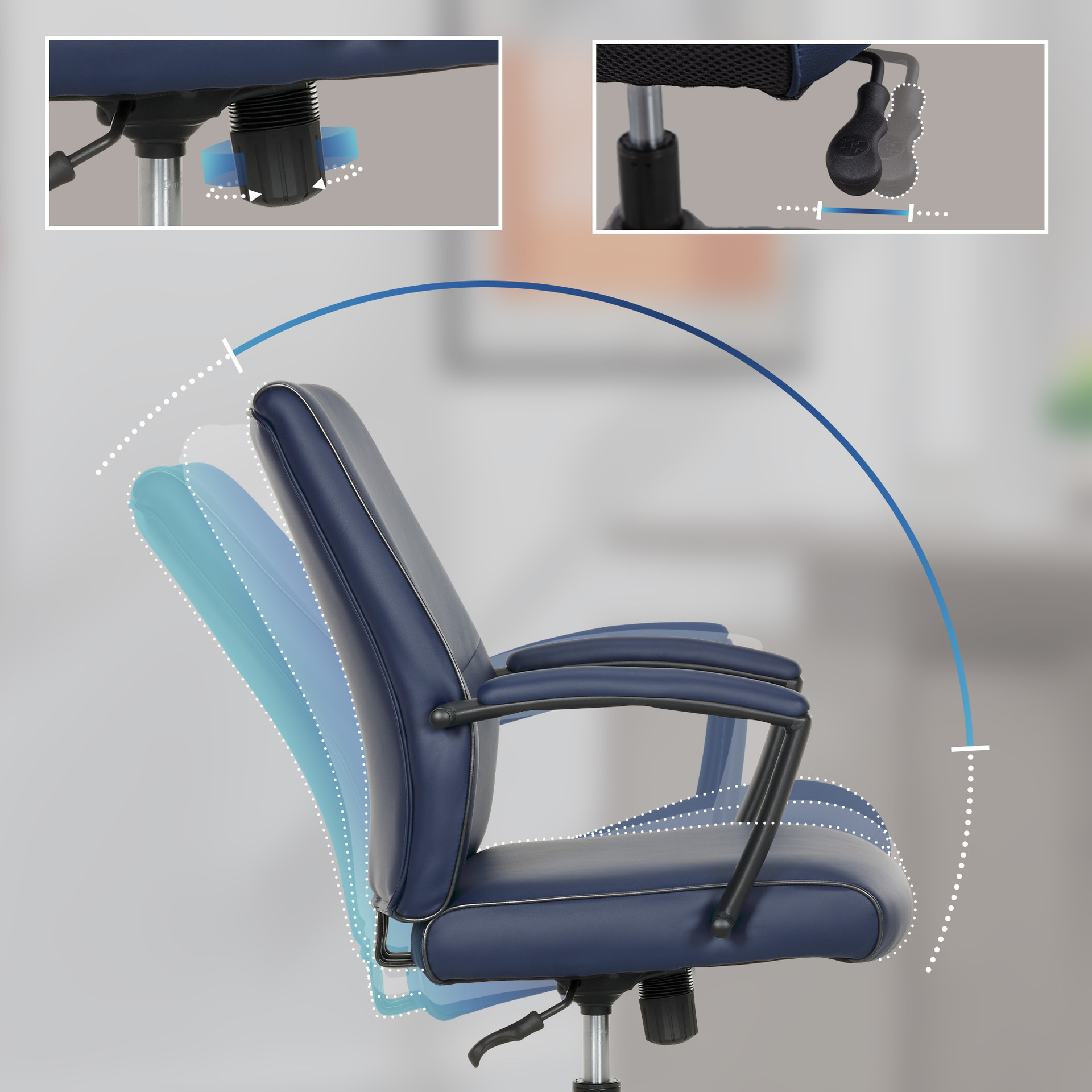 True Innovations Modern Chair, Mid Back Recline Lockout Office Task C ...