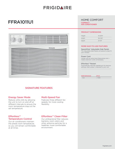 Frigidaire 10,000 BTU 115V Window-Mounted Compact Air Conditioner with ...