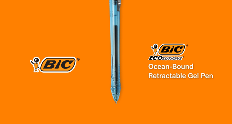 BIC Ecolutions Ocean-Bound Plastic Gel Pens, Medium Point, 1.0mm, Black ...