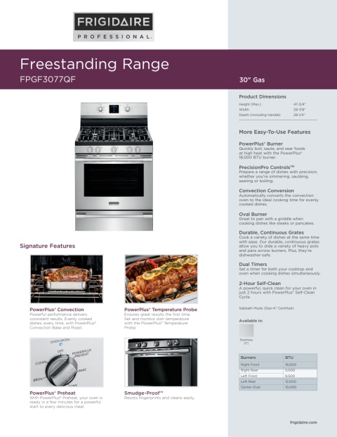 Frigidaire Professional FPGF3077QF 5.6 Cu. Ft. 5 Burner Stainless Range ...