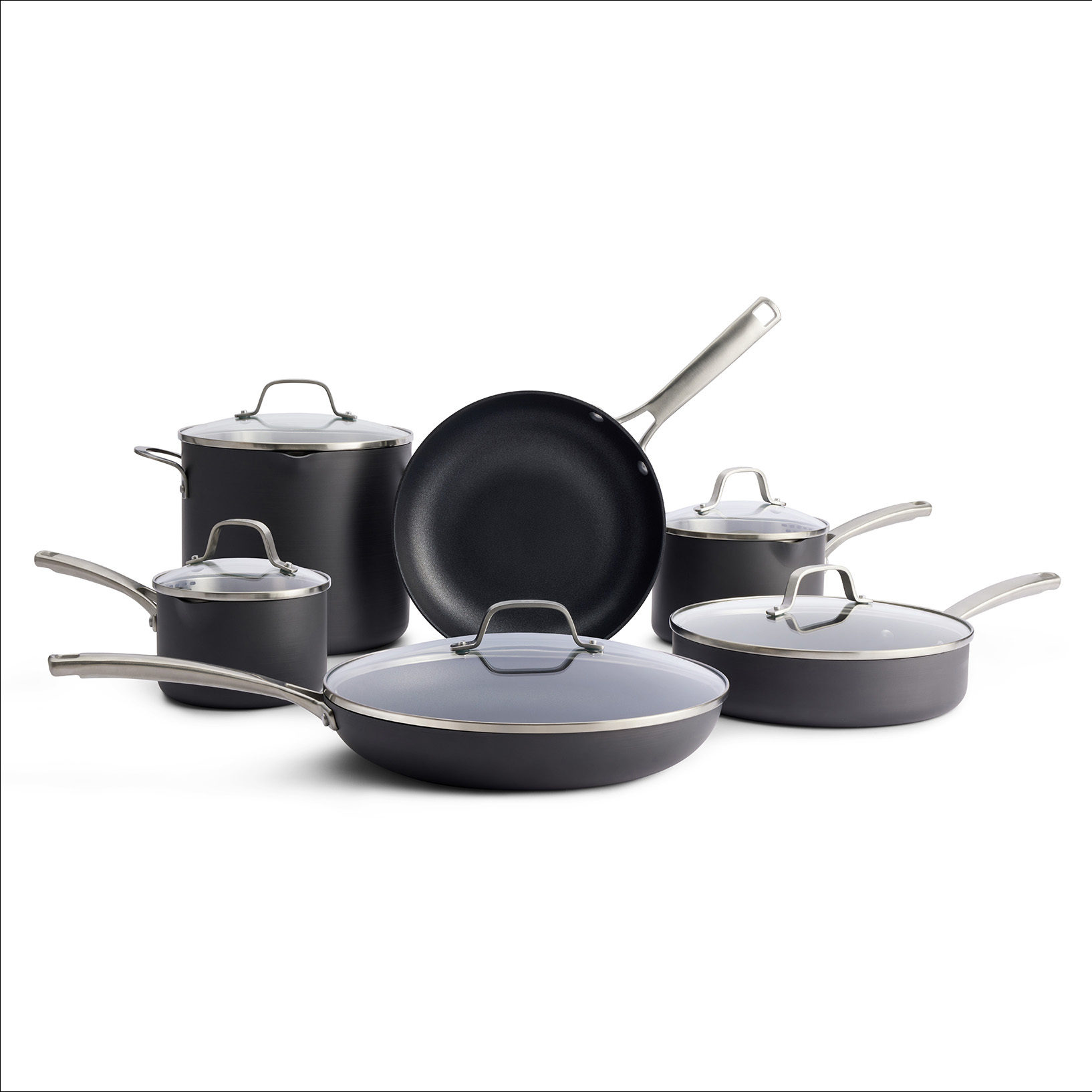 Calphalon Classic Hard-Anodized Nonstick Cookware Set, 11 pc. - Grey ...