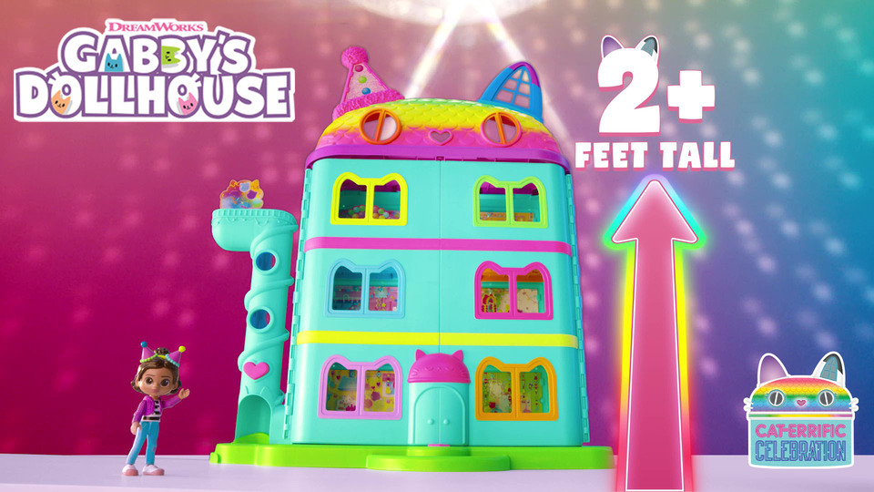 Gabby’s Dollhouse, 25" Tall Celebration Dollhouse with Toy Figures ...