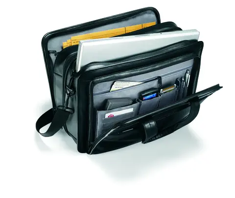 Samsonite Leather Expandable Laptop Briefcase, Black (43118 Samsonite Leather Expandable Laptop Briefcase, Black (43118