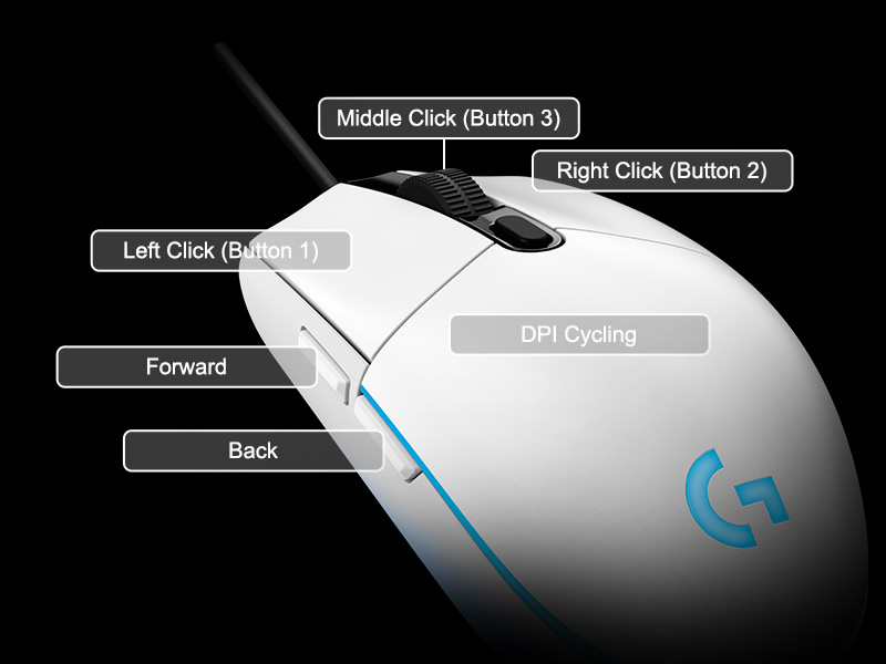 Logitech G203 Prodigy RGB Wired Gaming Mouse - White Angel