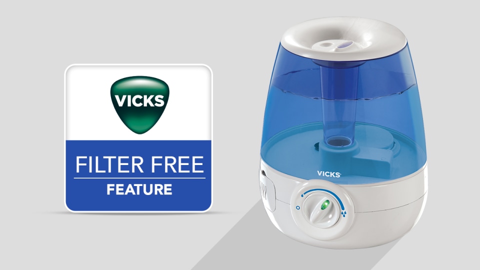 Vicks Ultrasonic Filter-Free Cool Mist Humidifier for Moisture, V4600 ...