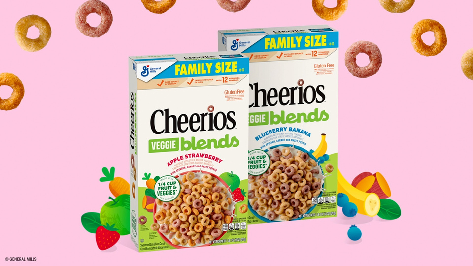 Cheerios Veggie Blends Breakfast Cereal Blueberry Banana Family Size 18 ...