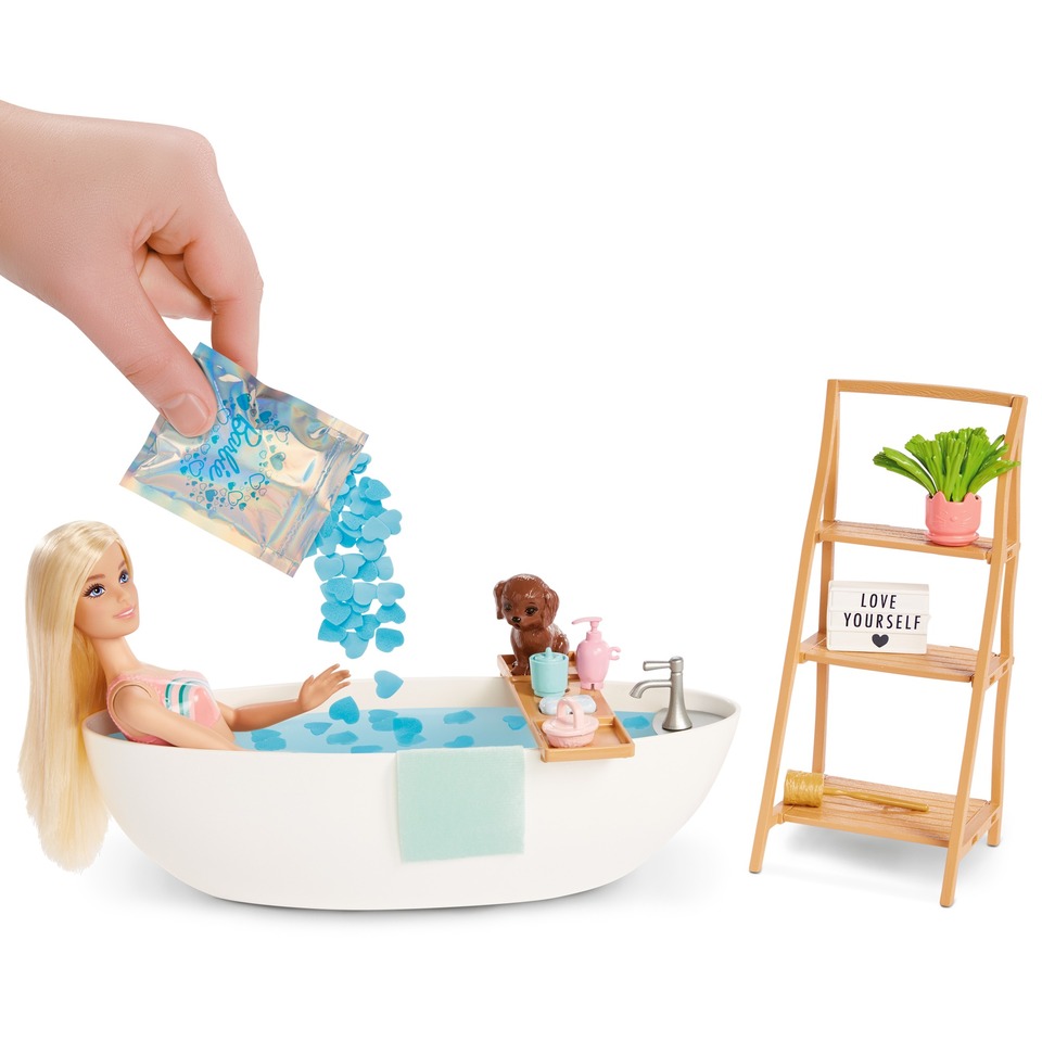 Barbie Doll, Blonde with Bathtub Playset, Confetti Soap, Accessories ...