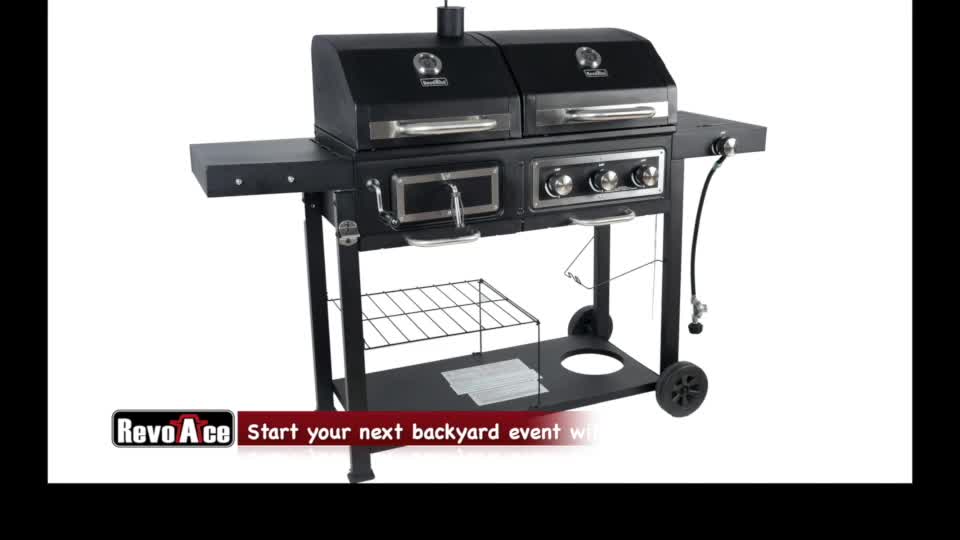 RevoAce BBQ Propane & Charcoal Combo Grill with Side Burner, Black ...