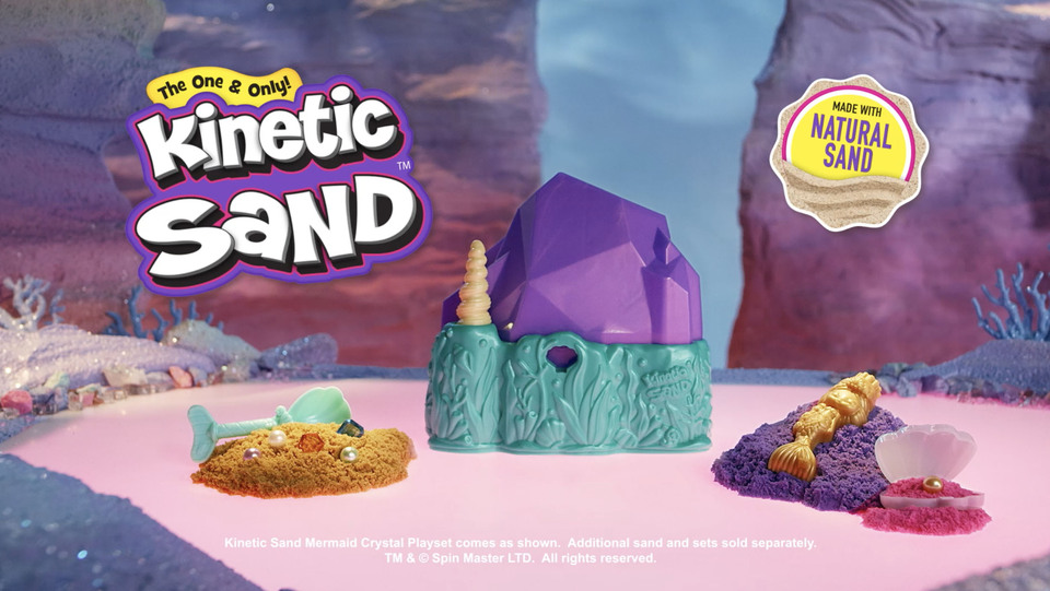 Kinetic Sand Mermaid Crystal Treasure Shimmer Playset with Tools and ...