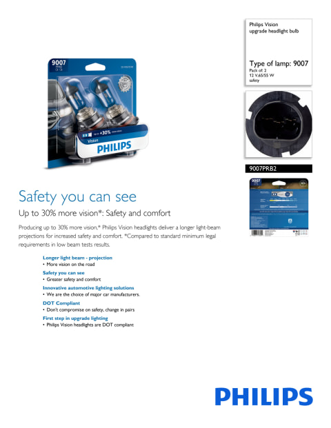 Philips 9007 Vision Headlight, Pack of 2 - Walmart.com - Walmart.com