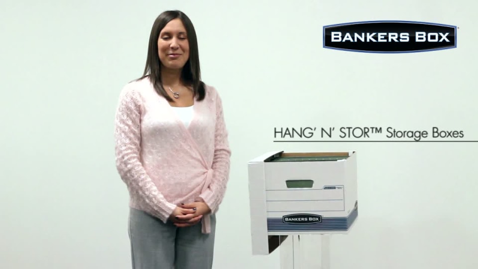 Bankers Box Office File Storage Box, White/Blue Cardboard, Letter Size ...