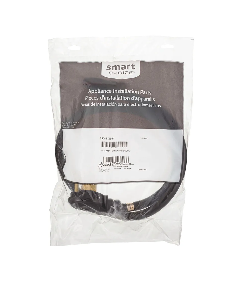 Smart Choice 5304512984 4-Ft 40 Amp 4 Wire Range Cord | BrandsMart USA