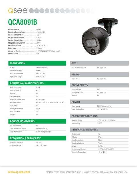 Q-See QCA8091B - Surveillance camera - outdoor, indoor - weatherproof ...