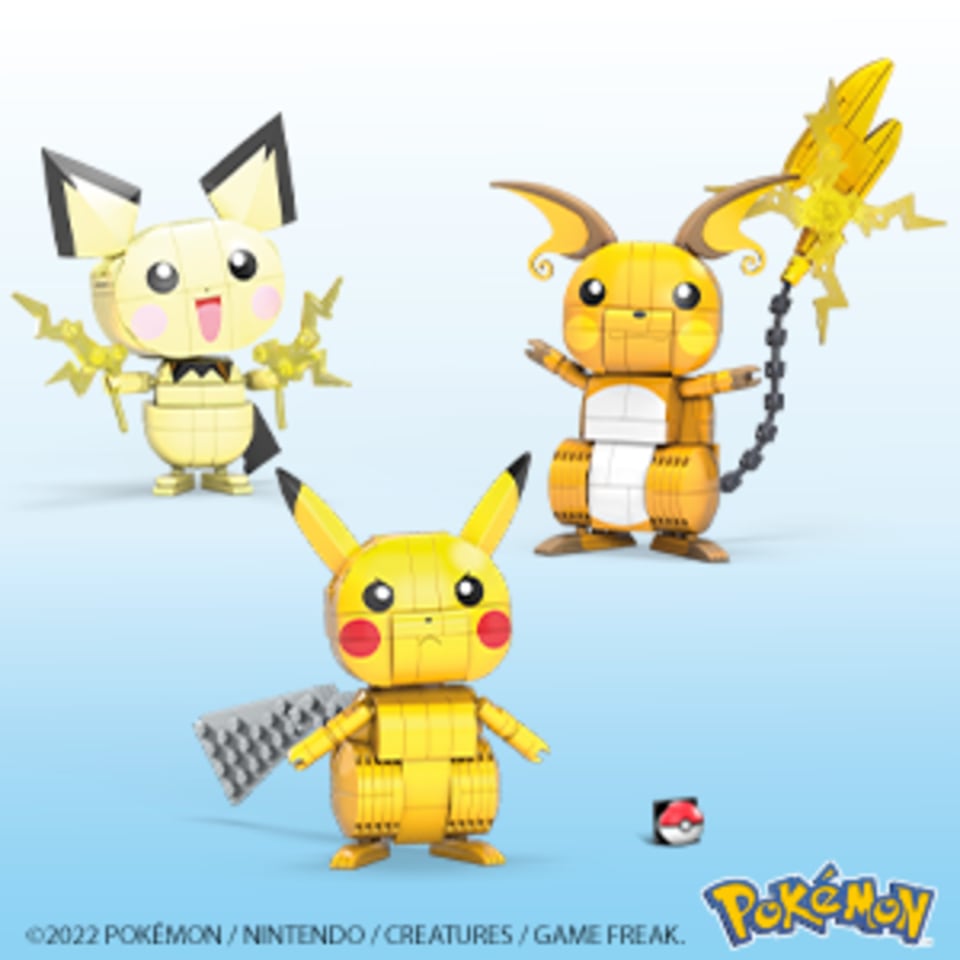 MEGA Pokemon Pikachu Evolution Trio Construction Set, Building & Play ...