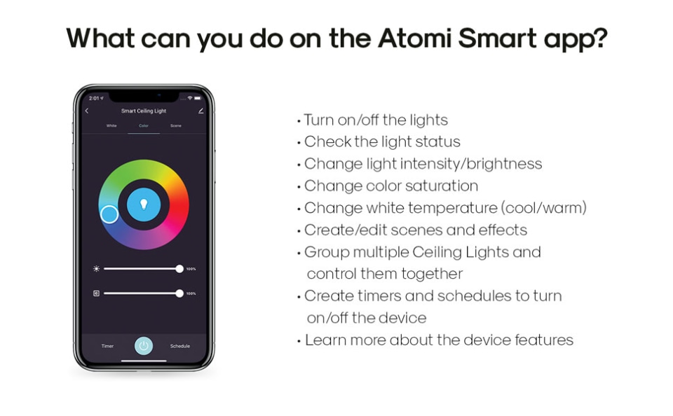 Atomi Smart Wifi LED Ceiling Light - Home Smart Camera