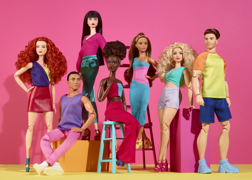 Barbie Looks Doll, Curly Red Hair, Color Block Outfit with Miniskirt ...