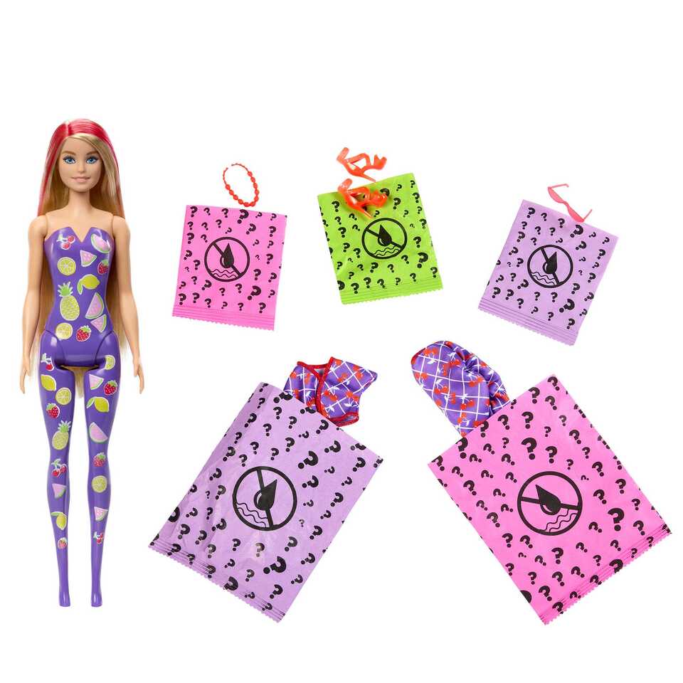 Barbie Color Reveal Variety Pack, Scented Sweet Fruit Fashion Doll with ...