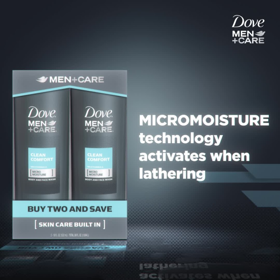 Dove Clean Comfort Micro Moisture Body Wash 18 fl oz (2 Count ...