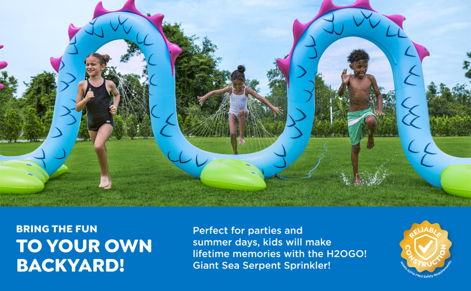 Bestway Giant Sea Serpent Kids Inflatable Sprinkler, 20'11" L x 62" W x ...