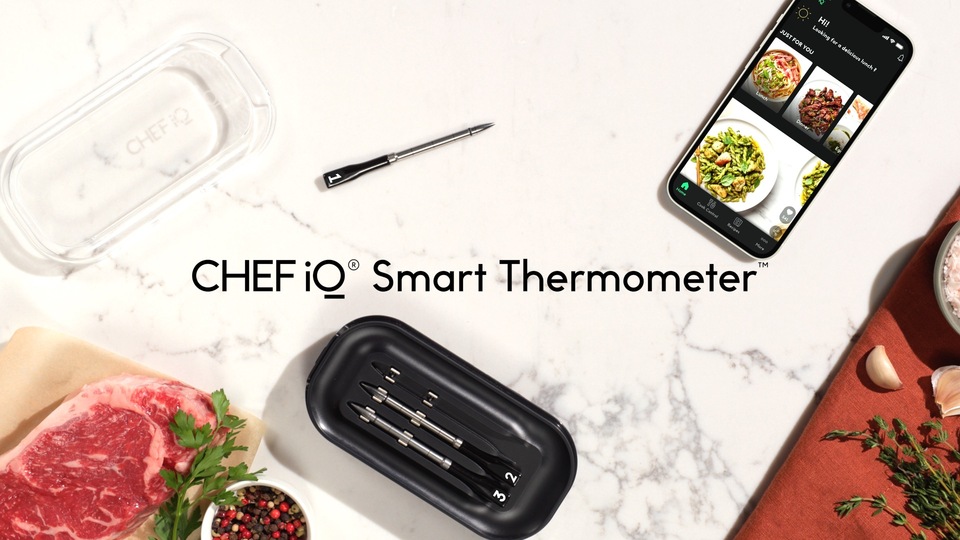 CHEF iQ Ultra-Thin Wireless Meat Thermometer with 3 Probes Bluetooth ...