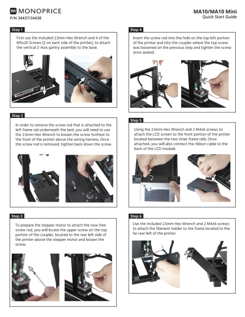 Monoprice MP10 Mini 3D Printer - Black with (200 x 200 mm) Magnetic ...