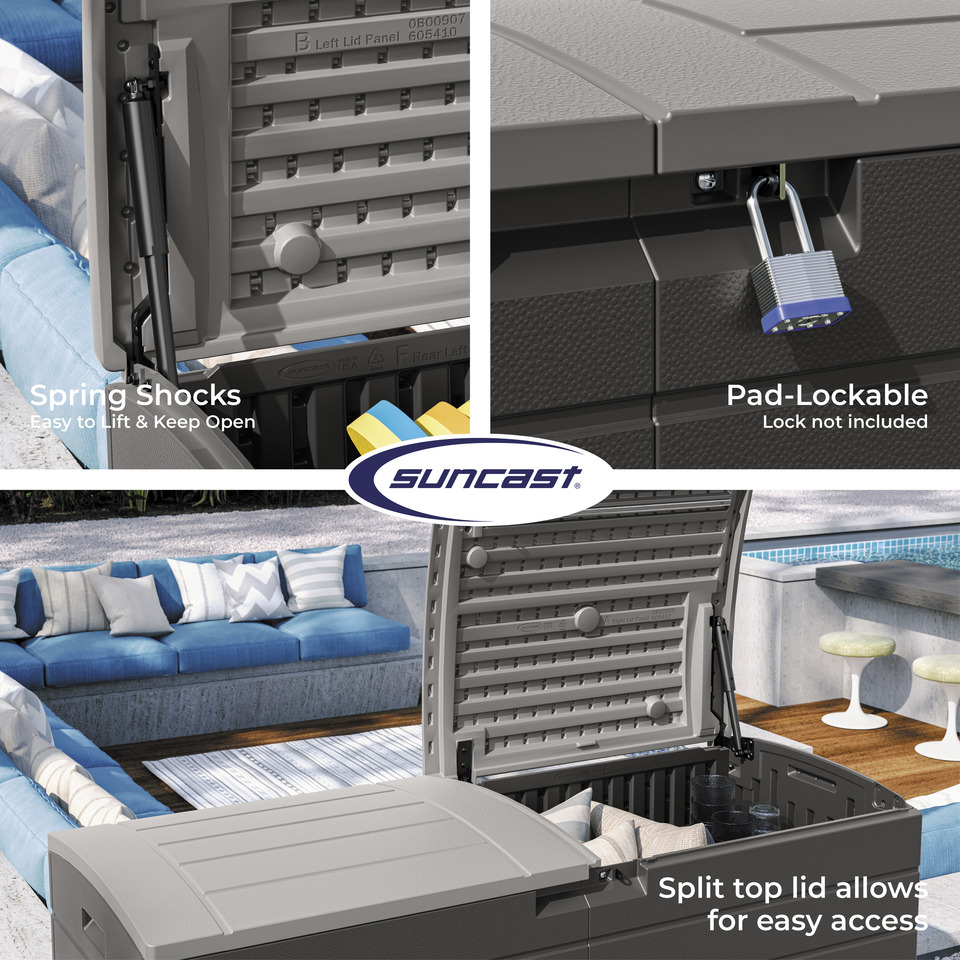 120 Gallon Split Lid Extra Large Deck Box – Shop EZ USA