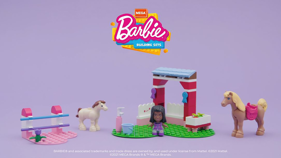 MEGA Barbie Building Toy Kit Horse Jumping with 1 Micro-Doll and Horses ...