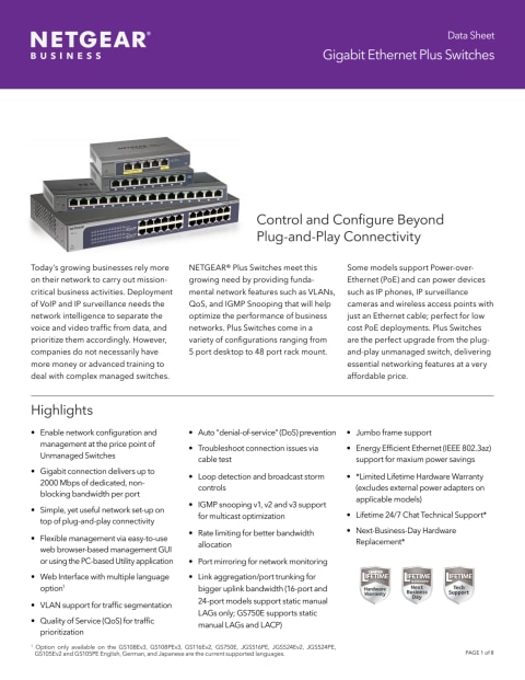 NETGEAR ProSafe Plus GS750E - switch - 50 ports - smart - rack ...