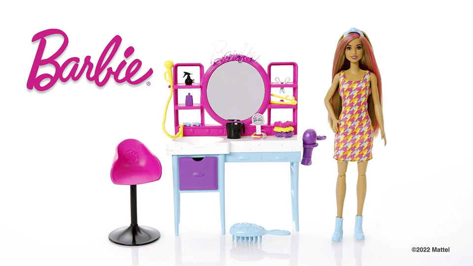 Barbie Beauty Stylist Doll and Hair Salon Playset with Color-Change ...
