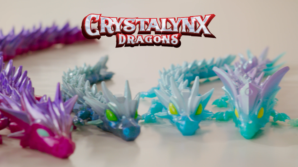 CrystaLynx Dragons, 12.5-inch Articulated Dragon Figure & Display Egg ...