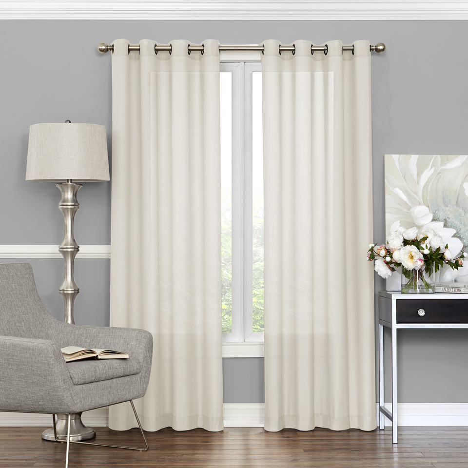 Eclipse Liberty UV Blocking Light Filtering Sheer Curtain Panel, White ...