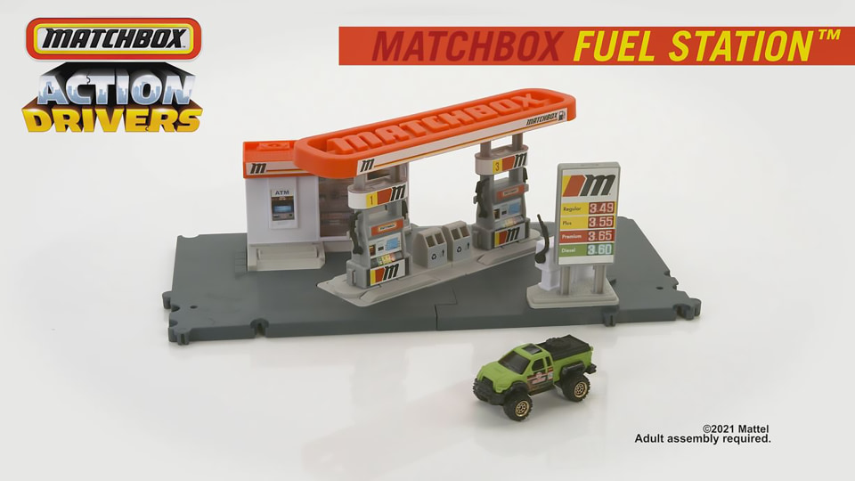 Matchbox Action Drivers Fuel Station Playset with 1:64 Scale Toy Car ...