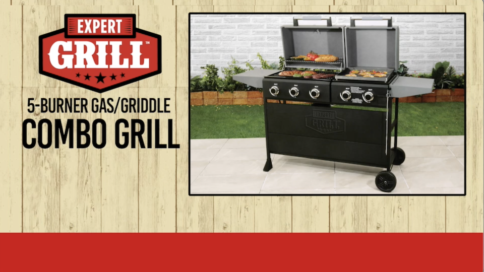 Expert Grill 5 Burner Combination Propane Gas Grill and Propane Griddle, Black, New - Walmart.com