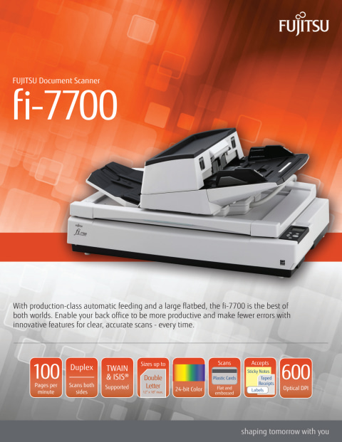 Fujitsu fi-7700 - Document scanner - Triple CCD - Duplex - ARCH B - 600 ...