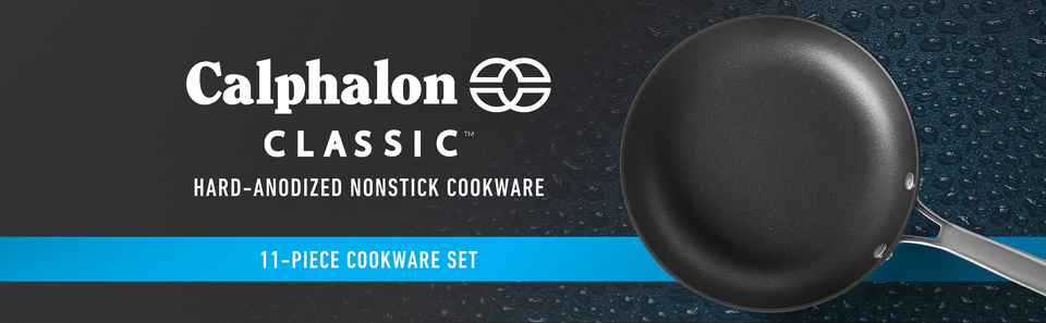 Calphalon Classic Hard-Anodized Nonstick Cookware Set, 11 pc. - Grey ...