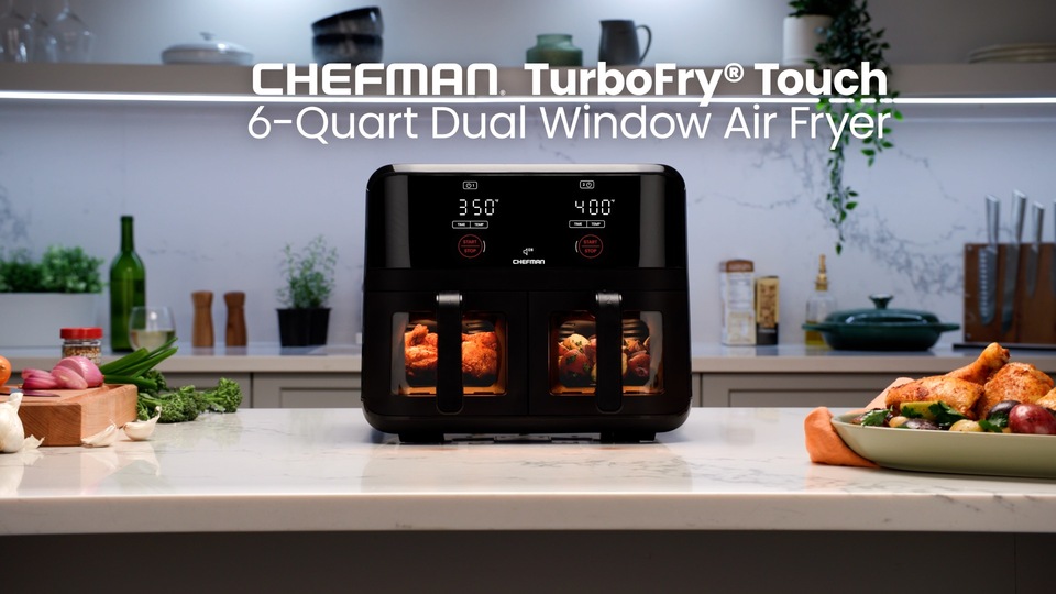 Free Shipping! Chefman Dual Basket Digital Air Fryer with Easy View ...