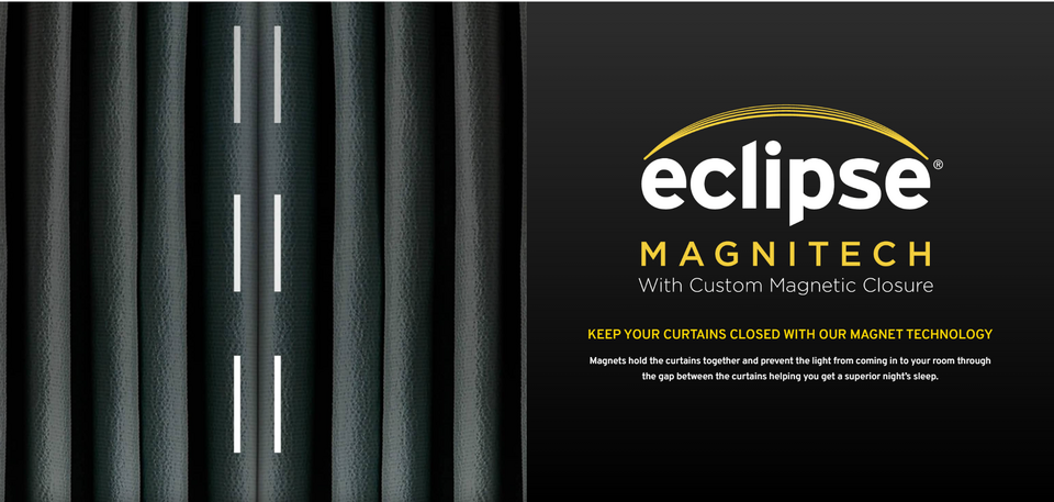 Eclipse Welwick Magnitech 100% Blackout Curtain, Grommet Window Curtain Panel, Seamless Magnetic ...