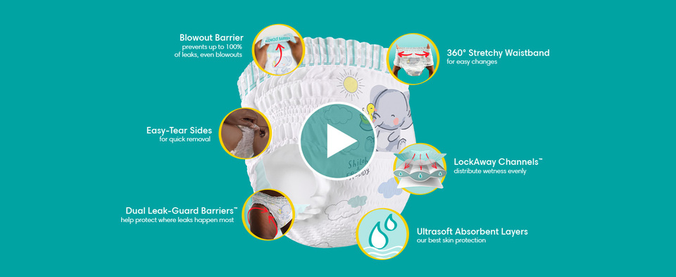 Pampers Swaddlers 360 Pull-On Diapers, Size 5, 88 Count for up to 100% ...