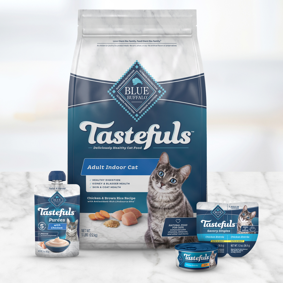 Blue Buffalo Tastefuls Adult Cat Natural Purées, Tuna 3-oz Resealable ...